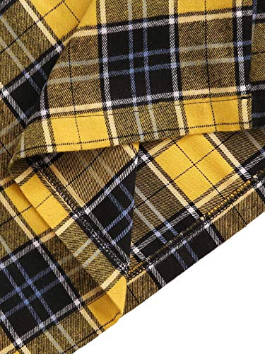 MakeMeChic Women's Plaid Skirt High Waisted Pencil Mini Skirt Yellow Navy XL
