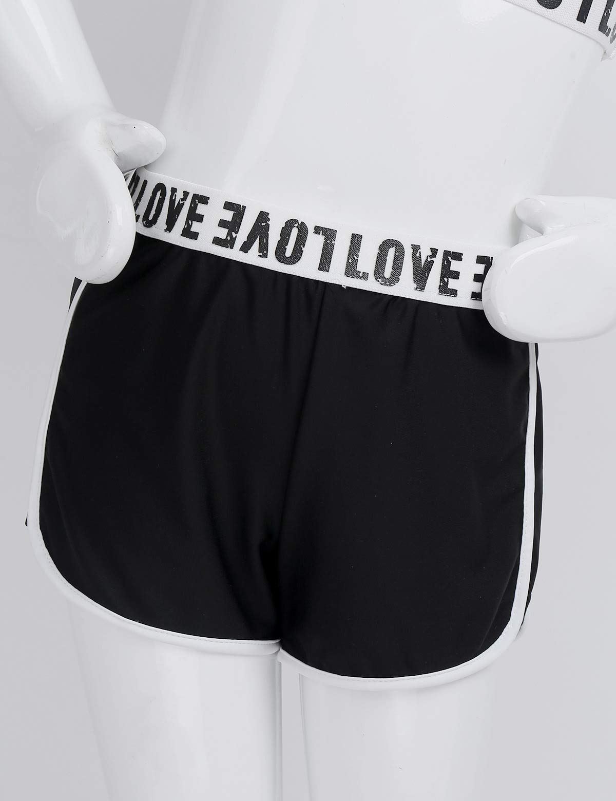 Moily Girls Two Piece Athletic Outfit Sports Bra Crop Top with Booty Shorts for Gymnastics/Dance/Workout Racer Black 7-8 Years