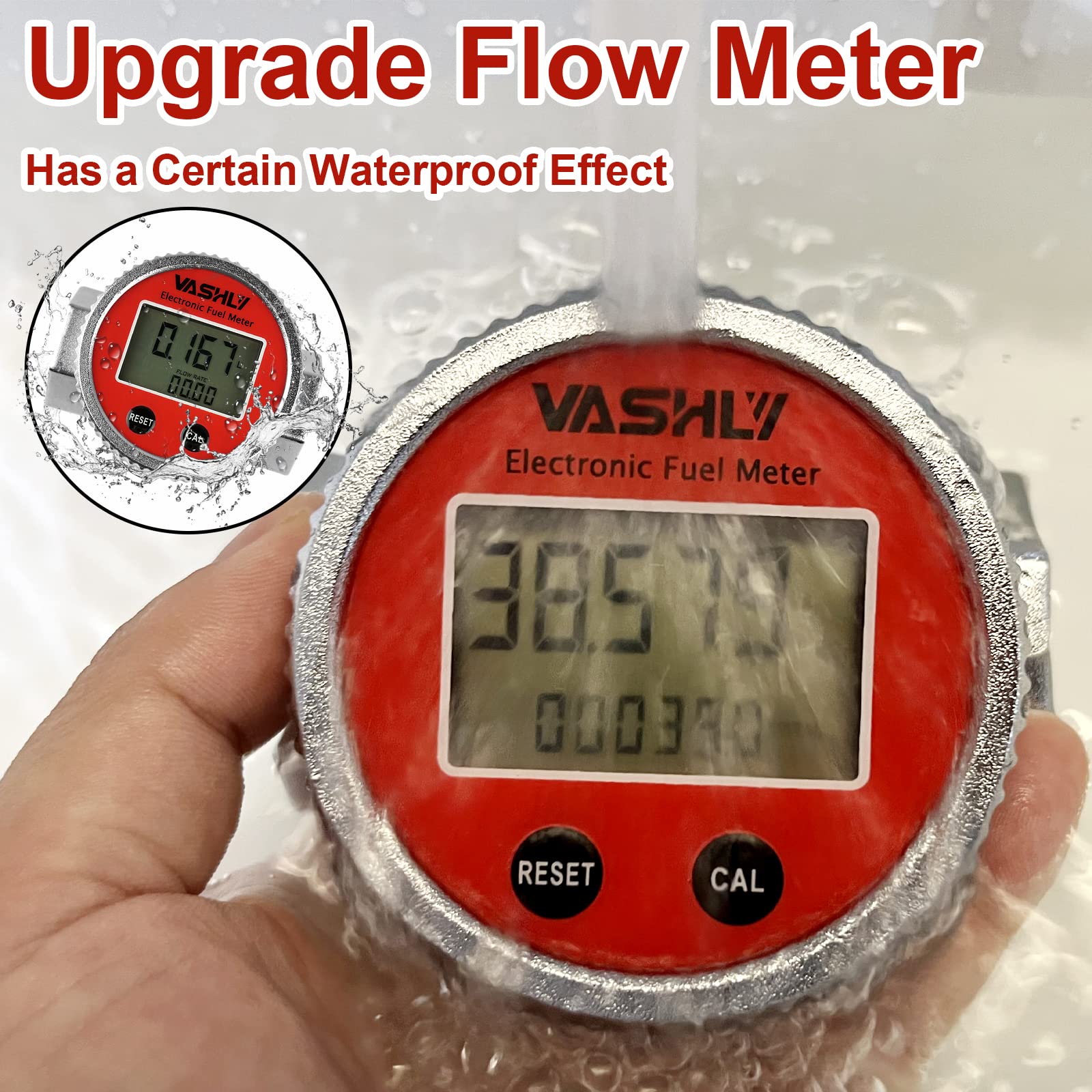 Vashly Turbine Flow Meter 3/4" inch with Digital LCD Display for Measure Diesel Kerosene Gasoline