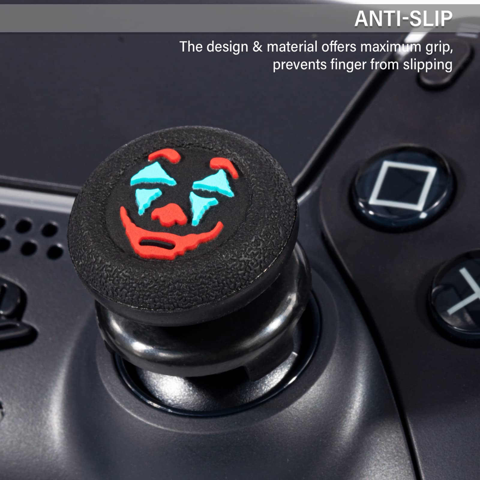 Playrealm FPS Thumbstick Extender & Texture Rubber Silicone Grip Cover 4 Sets for PS5 & PS4 Controller (Joker Green+Black)