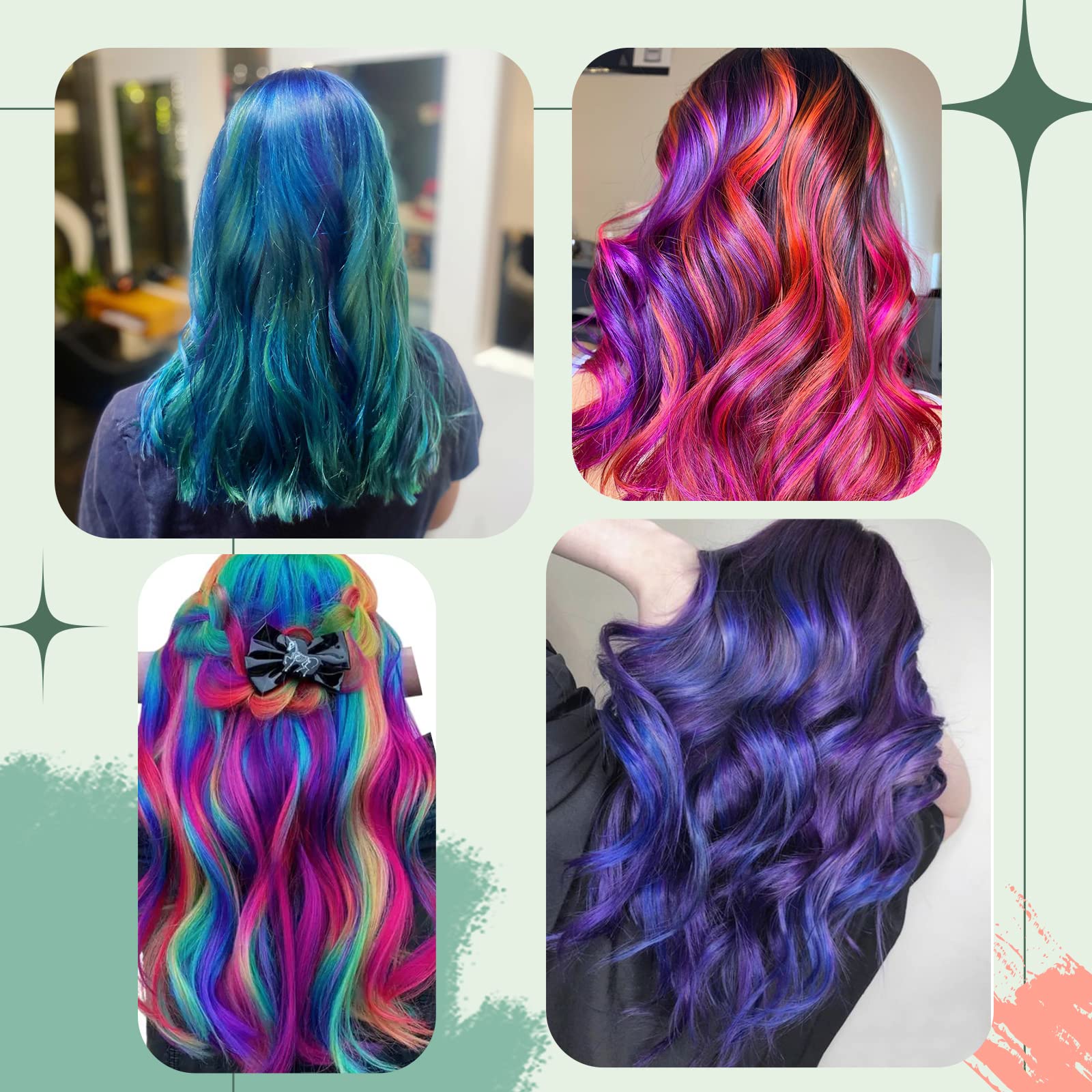Ugeat Clip in Extensions 12 Inch Real Human Hair Extensions Teal Hair Extensions Clip in 16 Grams Per Pack Colored Clip in Hair Extensions 4Pcs
