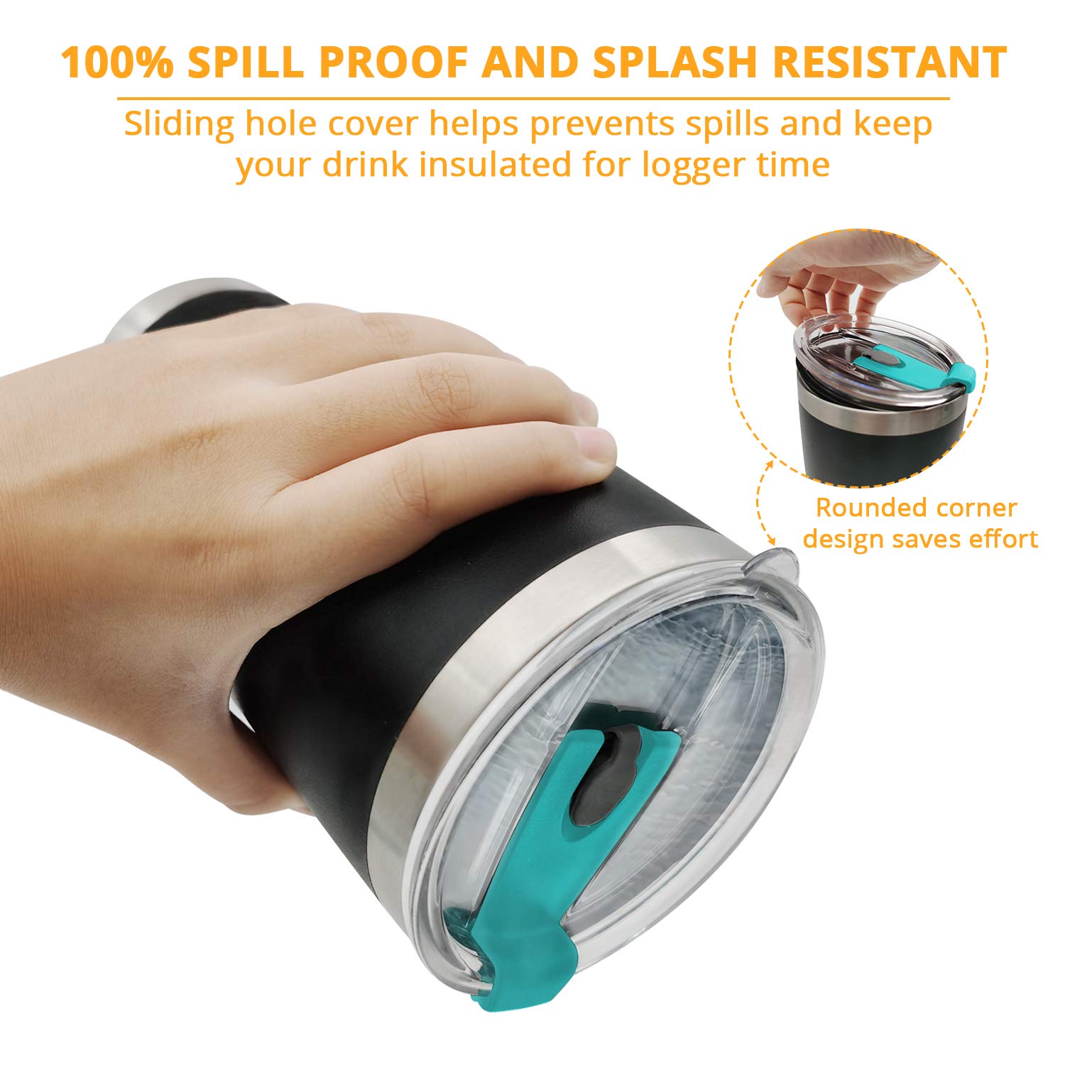 KUFUNG Tumbler Lids Spillproof 30 OZ, Splash Resistant Lid for Tumbler/For Yeti Rambler/Coffee Mug and More Cooler Cup (Blue, 30 OZ)