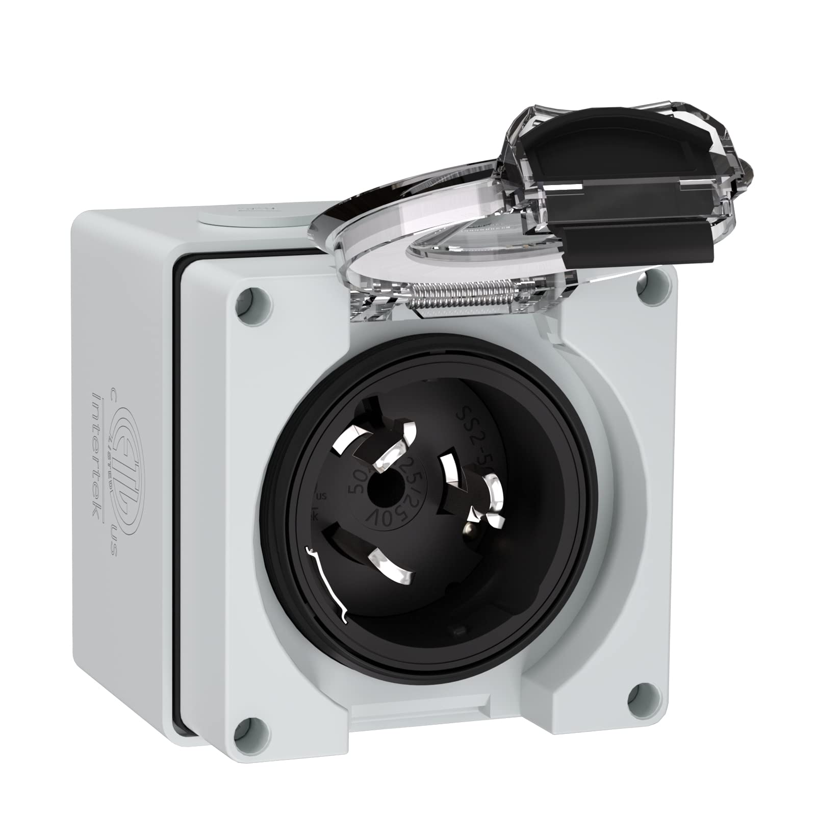 Muelnmey 50Amp Power Inlet Box,NEMA SS2-50P 125/250Volt 12500W Inlet Generator Plug Outdoor dustproof and Weatherproof for Electric Vehicles, generators, Welding Machines, etc.ETL Listed.