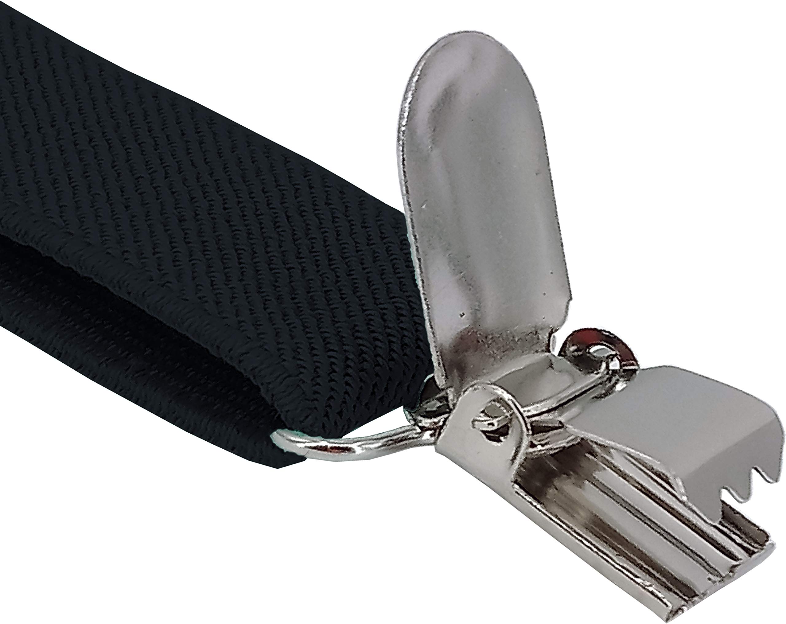 NAVISIMA Adjustable Elastic Y Back Style Suspender With Strong Metal Clips, Black (1 PK)