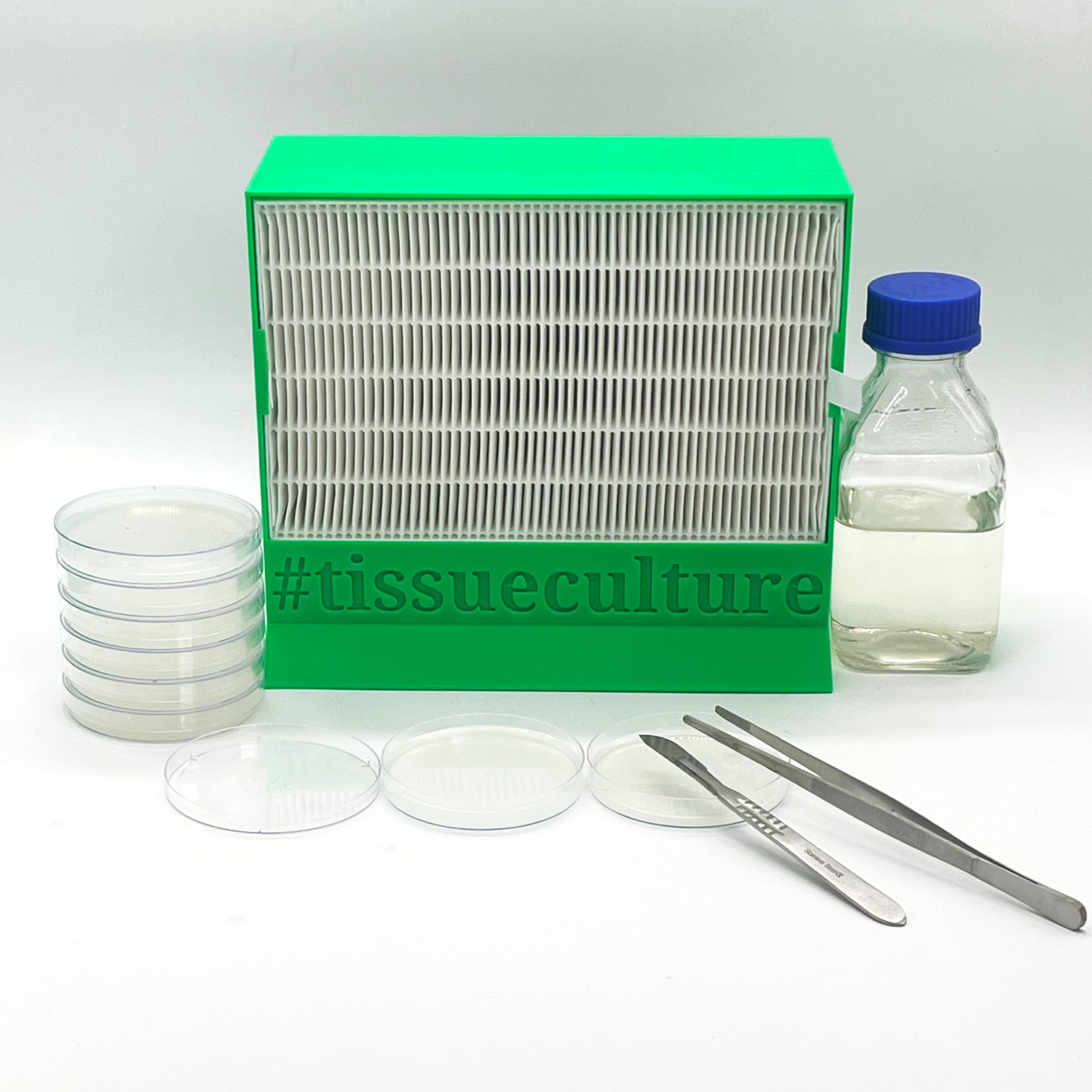 Tissue Culture Laminar Flow Hood 11"x 9" Dual Fans, HEPA filter for Sterile Transfers - 3D Printed from Recycled Plastic (white)