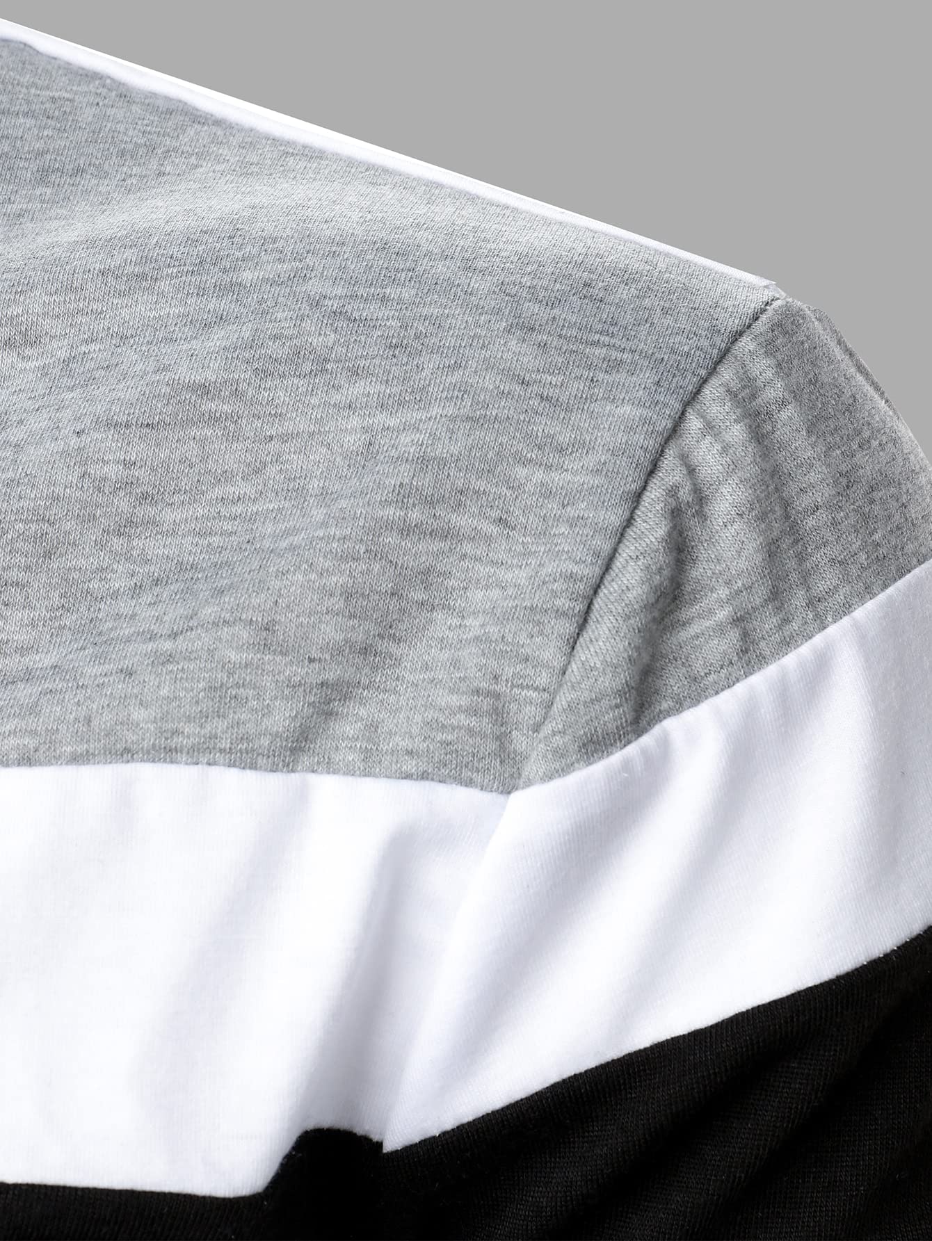 OYOANGLE Men's Long Sleeve Casual Shirt Zipper Striped Regular Fit T Shirt White S