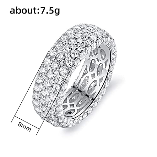 Psiroy 925 Sterling Silver Plated 8mm Cubic Zirconia Stackable Wedding Band Ring CZ Eternity Engagement Ring for Women Size 9