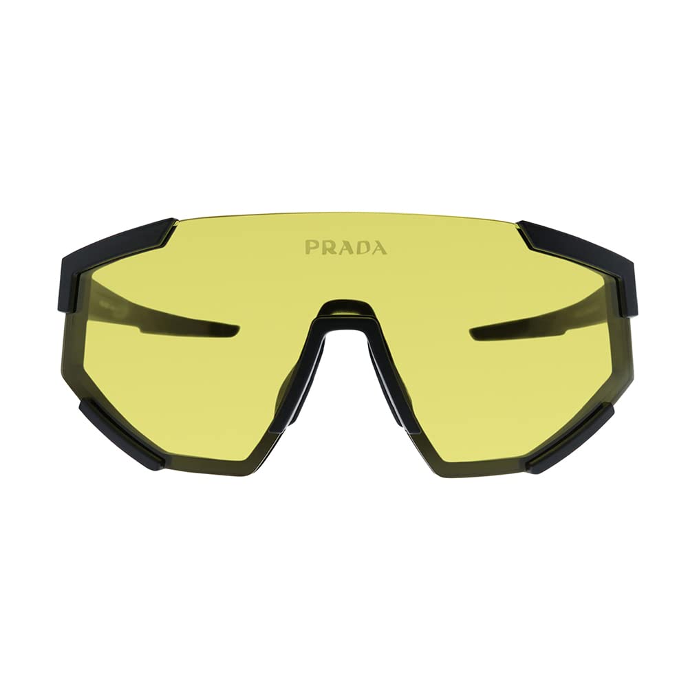 Prada Linea Rossa PS 04WSF DG004Q Black Plastic Shield Sunglasses Yellow Lens