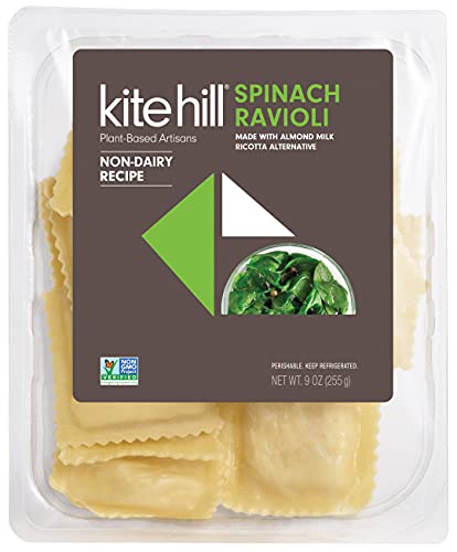 Kite Hill Spinach and Almond Milk Ricotta Ravioli Pasta, 9 Ounces, Dairy Free, Non-GMO, Vegan
