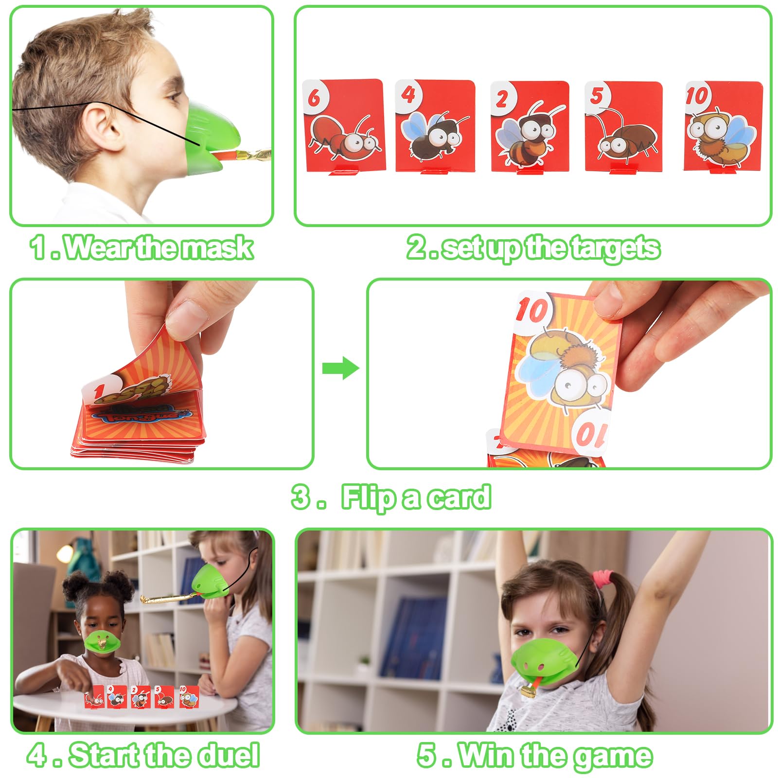 LOMIMOS 2PCS Catch Bugs Game,Chameleon Tongue Family Board Tabletop Memory Interaction Educational Game for Kid Ages 4-10 Halloween Christmas Birthday Party Gift