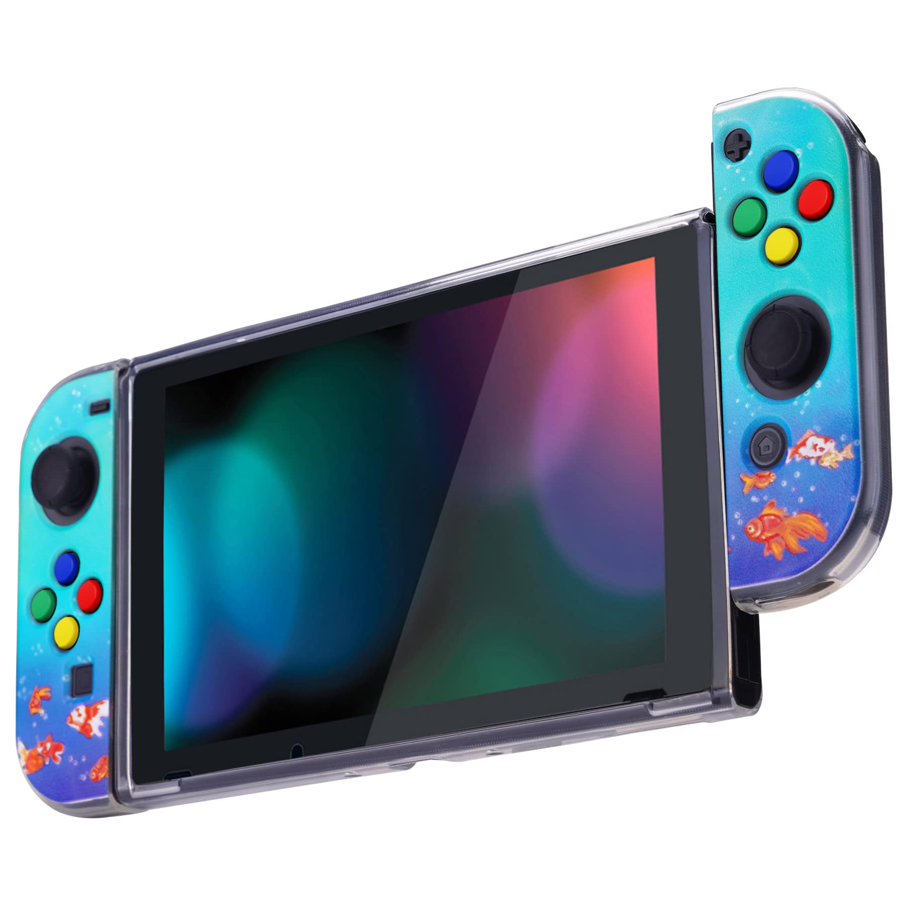 PlayVital Rainbow on Cloud ​Protective Case for Nintendo Switch, Soft TPU Slim Case Cover for Nintendo Switch Joycon Console with Colorful ABXY Direction Button Cap