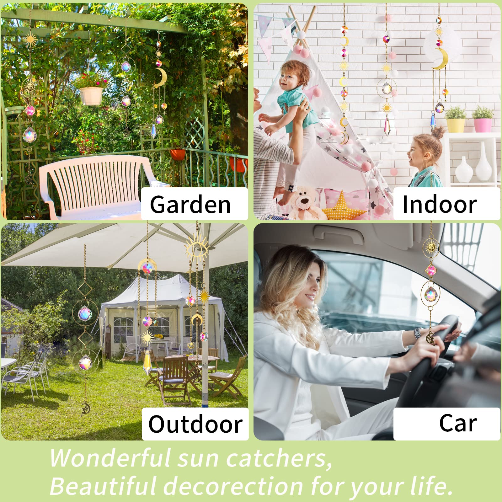 Sun Catchers Hanging Crystals 7 Pieces Suncatcher with Chain Pendant Ornament Crystal Balls for Window Home Garden Decor