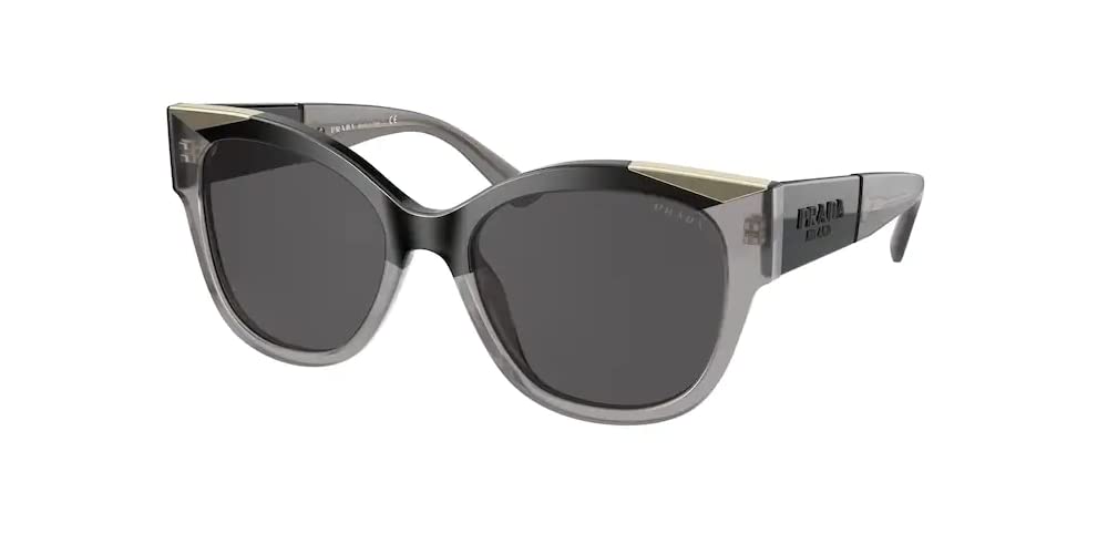 Prada PR02WS 03M5S0 54MM Black/Opal Grey/Dark Grey Square Sunglasses for Women + BUNDLE With Designer iWear Eyewear Kit