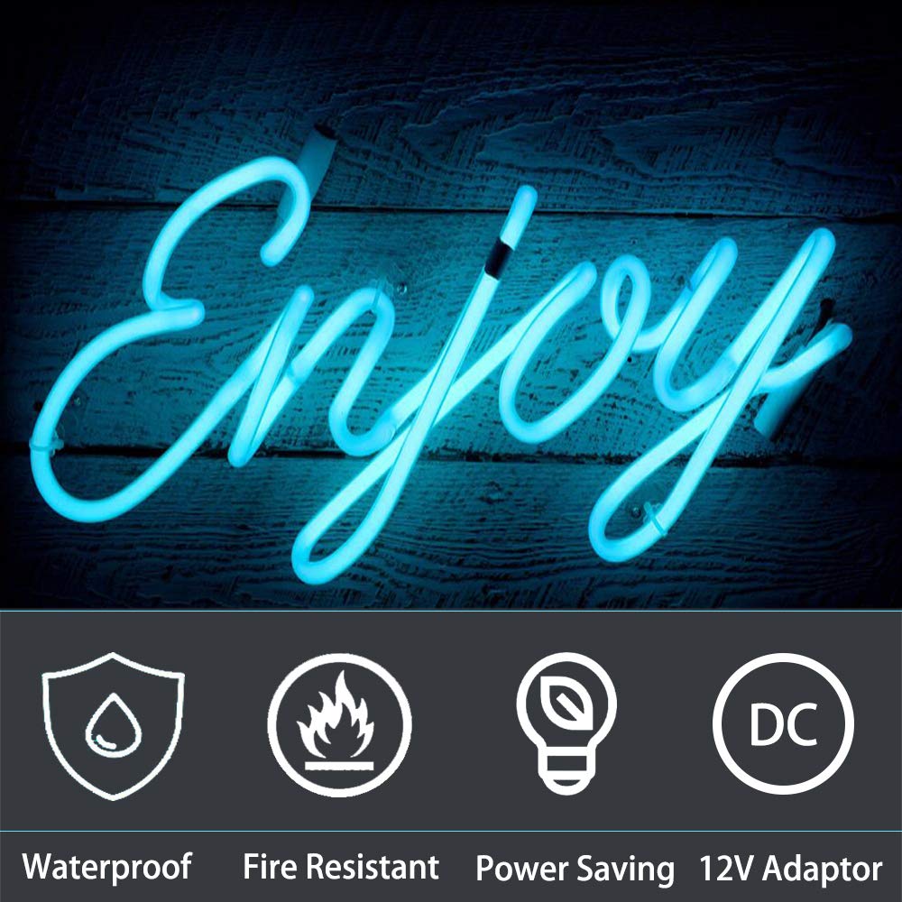 LanM Epoch Neon LED Strip Light|with DC Power Adaptor 3.3ft/1m 12V DC 120 SMD2835 LEDs Waterproof Flexible LED NEON Light for Indoors Outdoors Decor (Ice Blue)