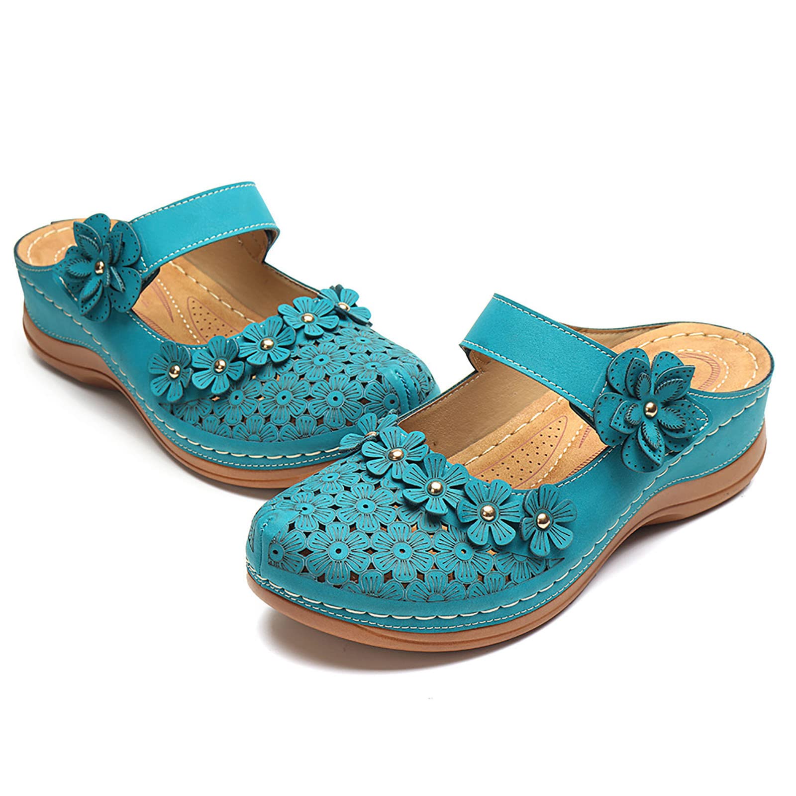 MLAGJSS womens sandals with arch support Heeled Sandals for Women platform shoe Womens Sandals(0609A170 Sky Blue,Size 8)