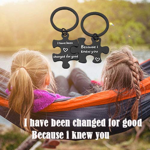 MAOFAED Best Friend Puzzle Keychains Because I Knew You I've Changed for Good Graduation Friendship Keychain (Changed gor Good Black)
