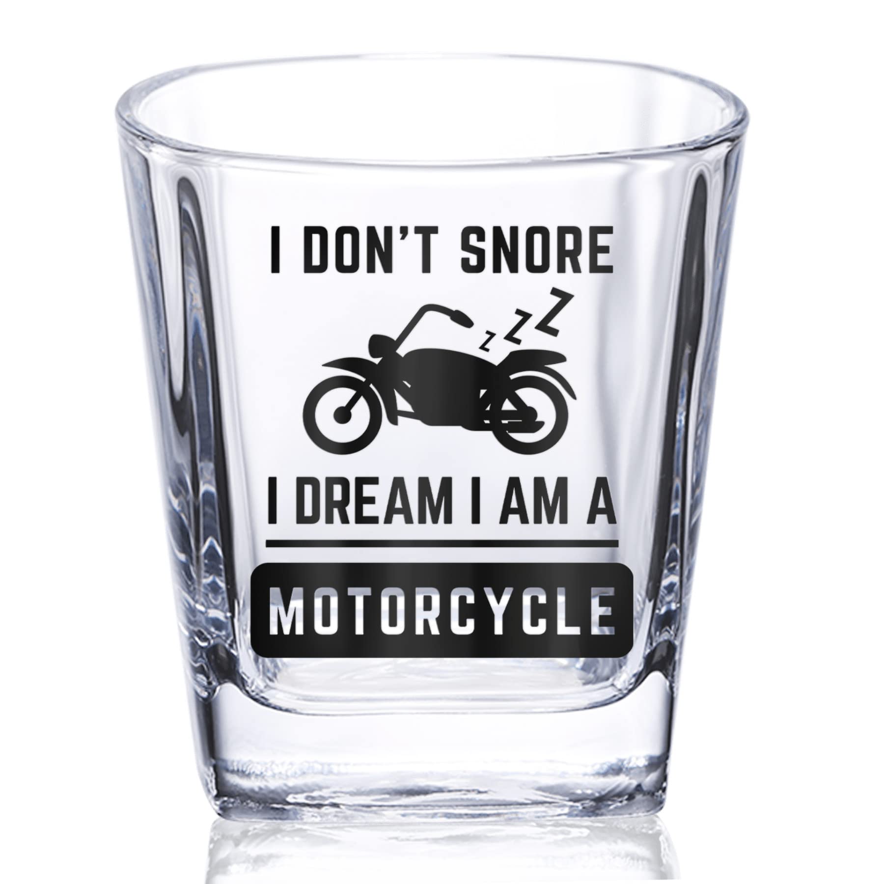 Onebttl Motorcycle Gifts for Men Whiskey Glass, Old-fashioned Glass, for Motorbike Lover Biker Rider, Father's Day, Christmas, Birthday - I Don't Snore I Dream I'm a Motorcycle
