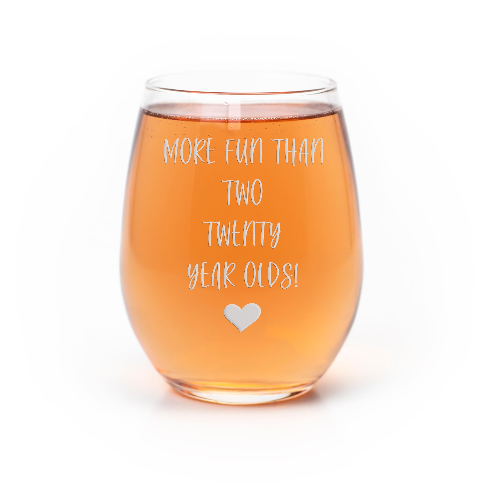 More Fun Than Two Twenty Year Olds Stemless Wine Glass - 40th Birthday Gift, Birthday Idea, Unique Birthday