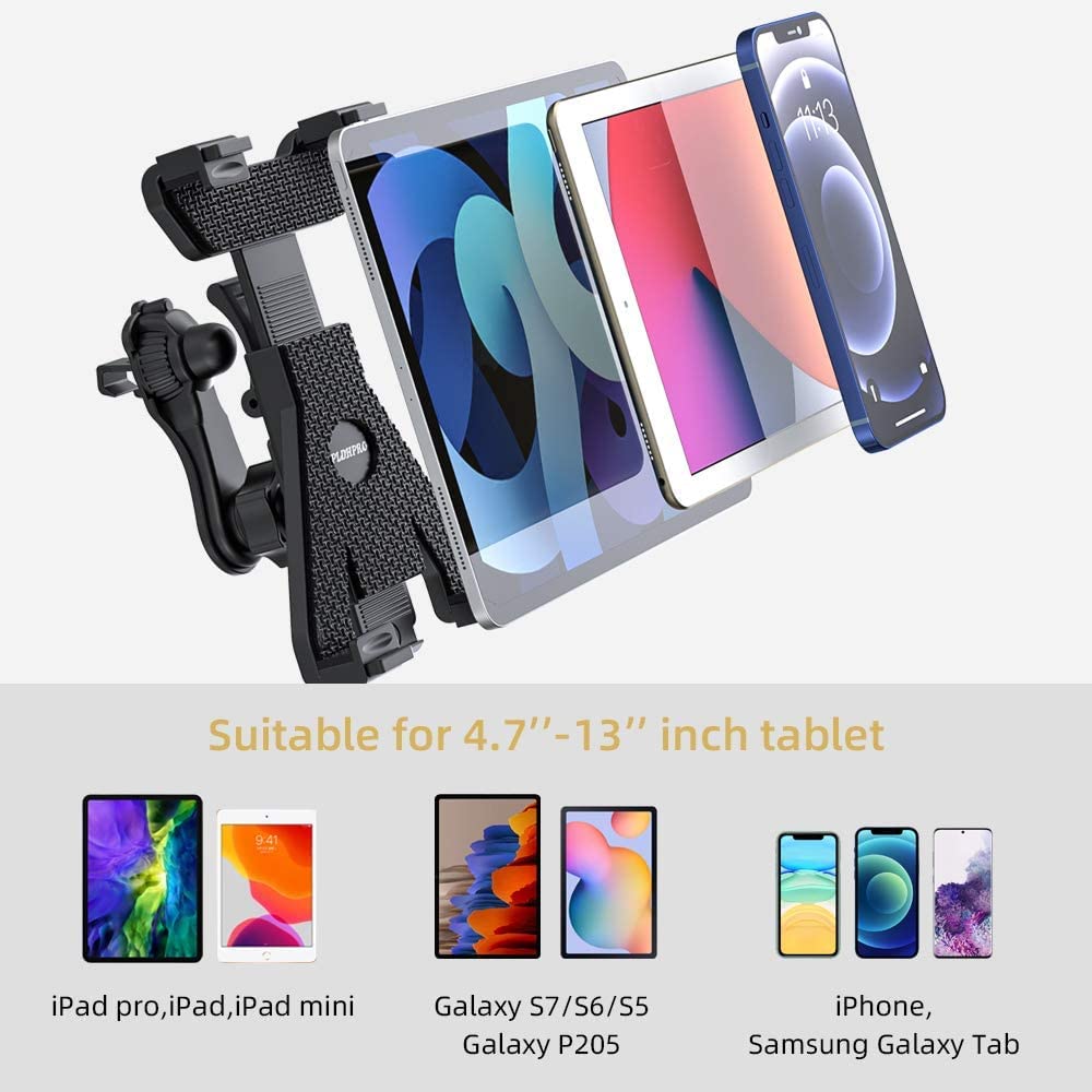 PLDHPRO Tablet Holder for Car Mount,3-in-1 Car Air Vent,Dashboard Windshield Mount,360° Rotation Adjustable for iPad Air/Mini, Nintendo Switch,Samsung,Tablets 6"- 10.5",TPU Suction Sticky Gel
