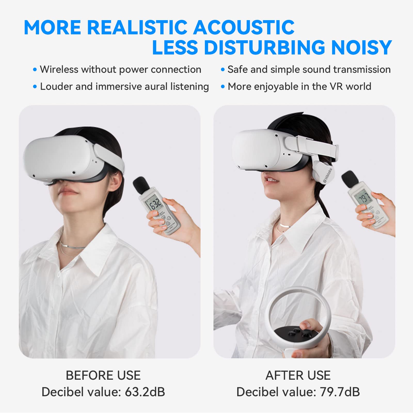 RCstyle Hibloks Adjustable Ear Muffs for Meta/Oculus Quest 2, Enhance Sound Effect for Meta/Oculus Quest 2 Accessories, Compatible with Original Strap/Elite Strap