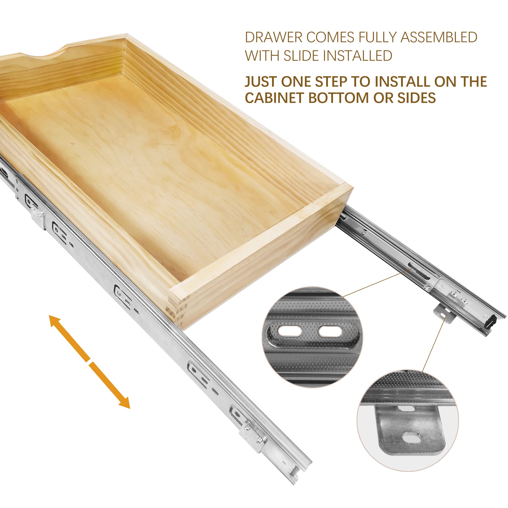 Pull Out Cabinet Organizer Pull Out Drawers for Kitchen Cabinets Wood Cabinet Slide Out Shelves Storage Slide Out Shelf Pantry Drawers, 14βW x 21βD, Requires At Least 15.5β Cabinet Opening, Finished