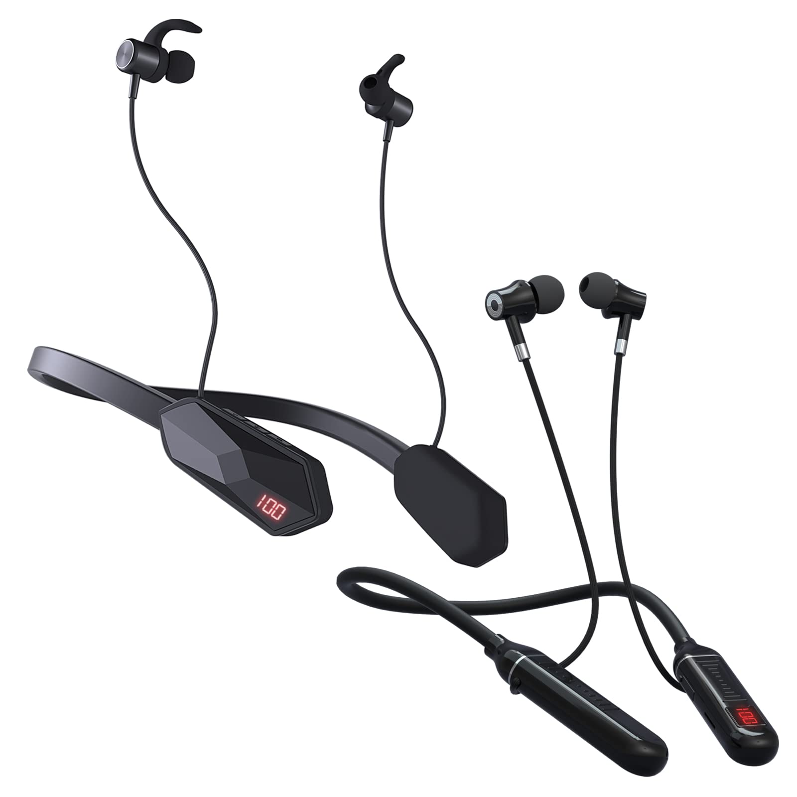 Long Battery Life neckband bluetooth headphones, X8 (150H Playtime) & X6 (100H Playtime),LED Power Display,in Ear Wireless Headset with Noise Cancelling Microphone, USB-C Fast Charging Stereo Earbuds