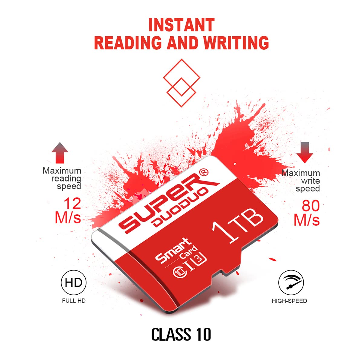 Micro SD Card 1TB Micro SD Memory Cards 1TB Class 10 Mini SD Card 1TB High Speed TF Card 1TB and Adapter for Camera,GOPRO,Cellphone,E-Reader,GOPRO