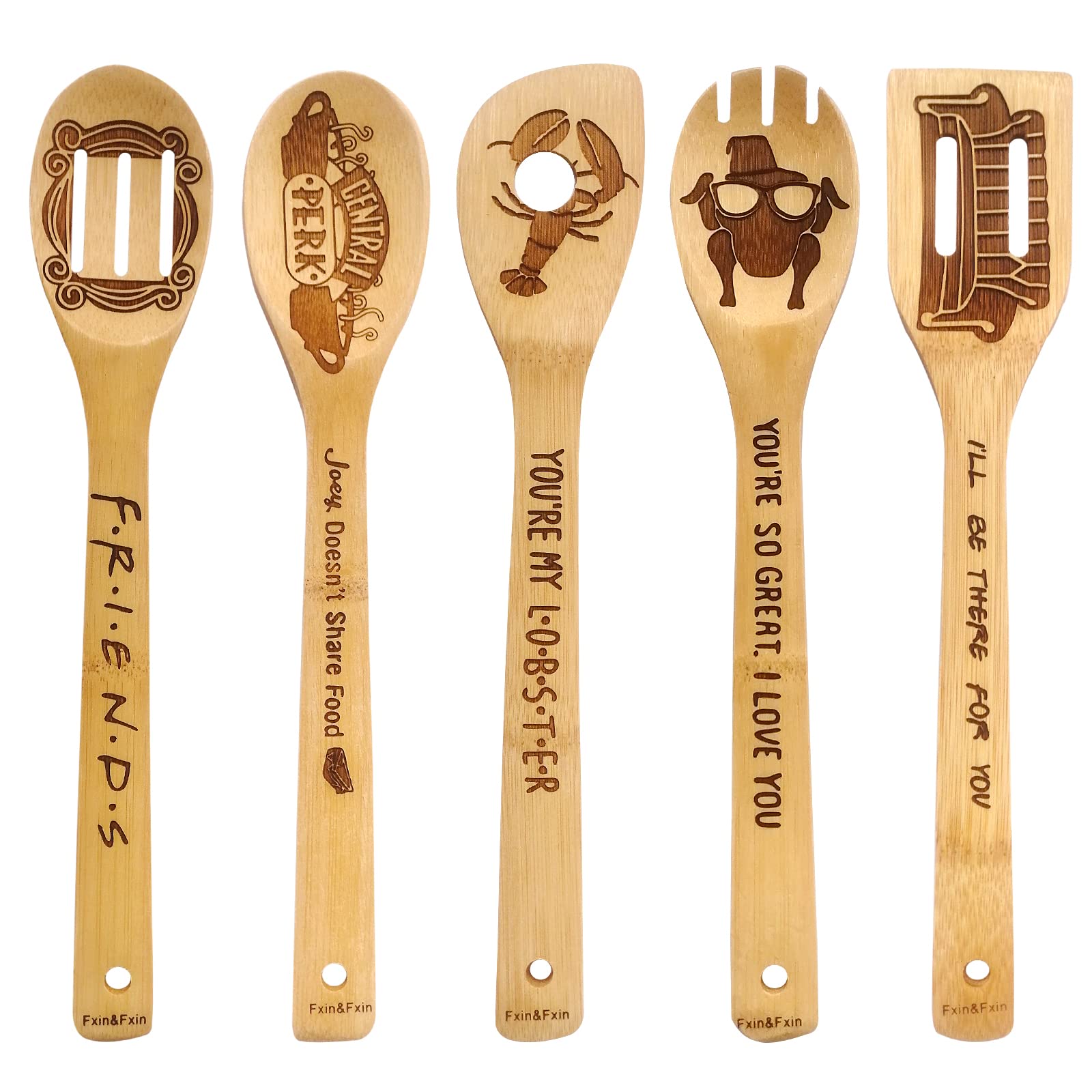 Kitchen Utensils Set Burned Wooden Cooking Utensil for Cookware Kitchen Gadget Spoons Spatulas Fork for Cooking Salad House Warming Gift Presents