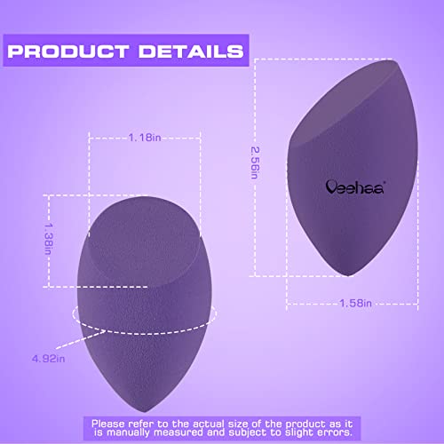 Veehaa 2PCS Makeup Sponge Set, Latex Free Makeup Blender for foundation, Makeup Sponges egg shaped, Makeup Sponges for all areas
