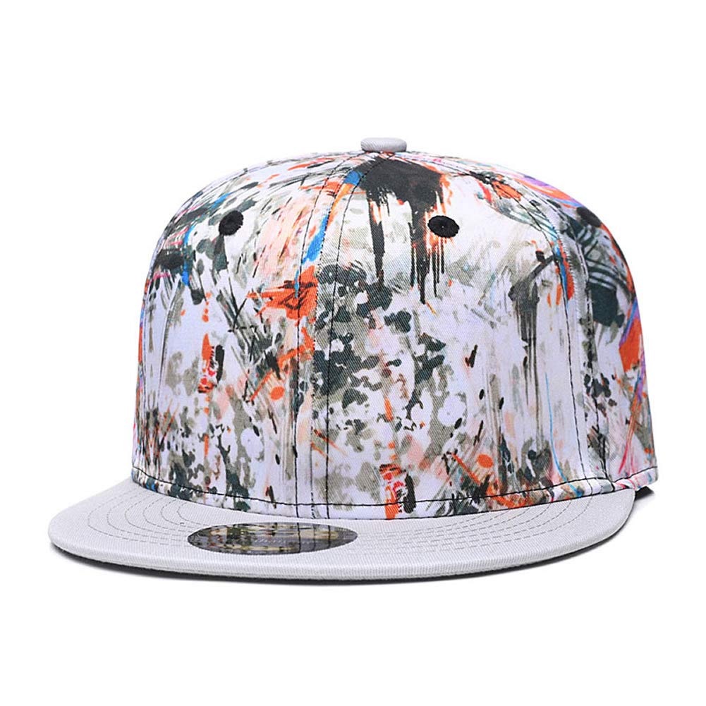 Palm Tree Print Snapback Hats for Men Women - Coconut Coco Flat Bill Brim Trucker Hat Dad Adjustable Baseball Cap Blue