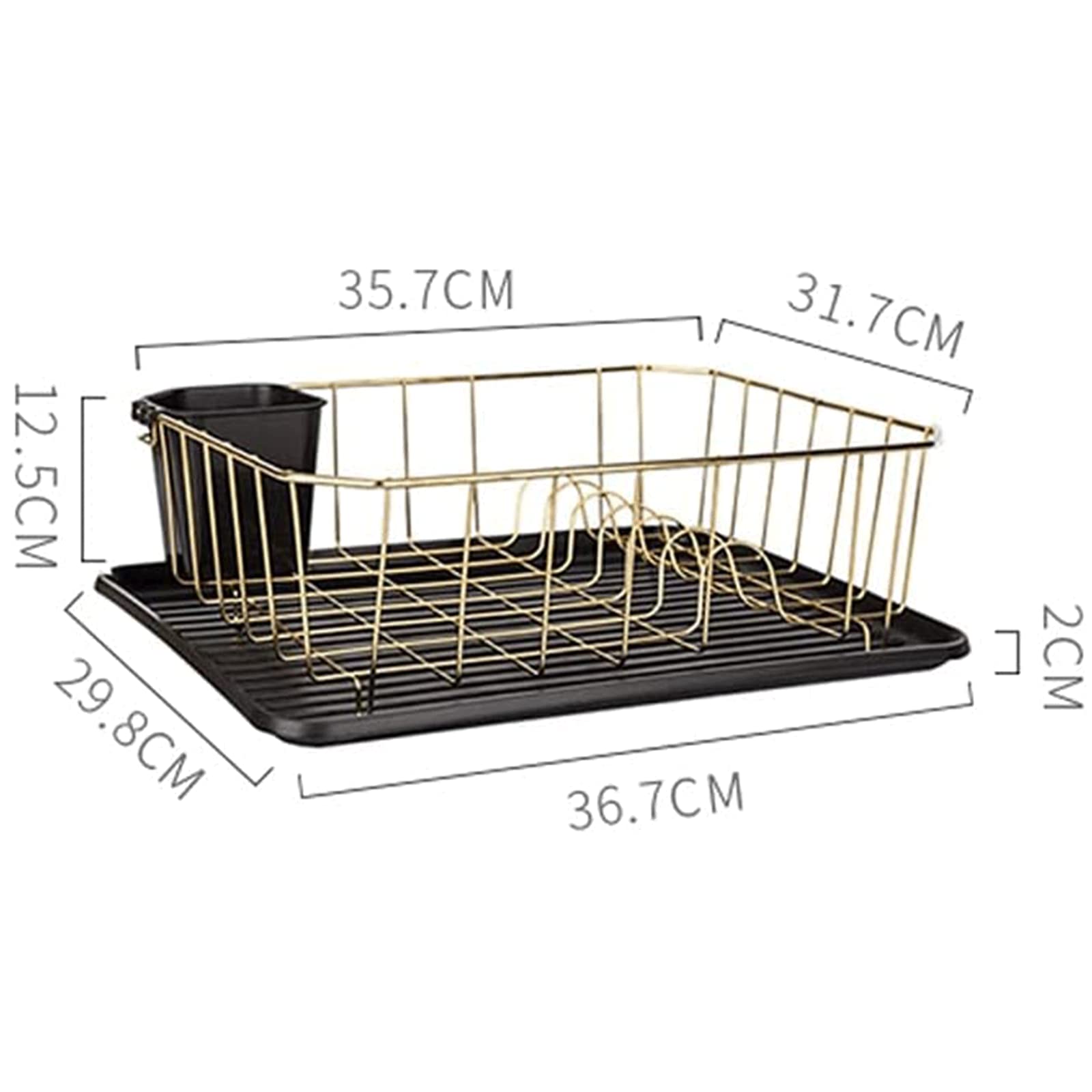 OLOTU Stable 1-Tier Dish Rack with Drainboard,Multifunctional Metal Utensil Holder for Kitchen Countertop,Durable Home Accessories,Black Dish Drying Rack