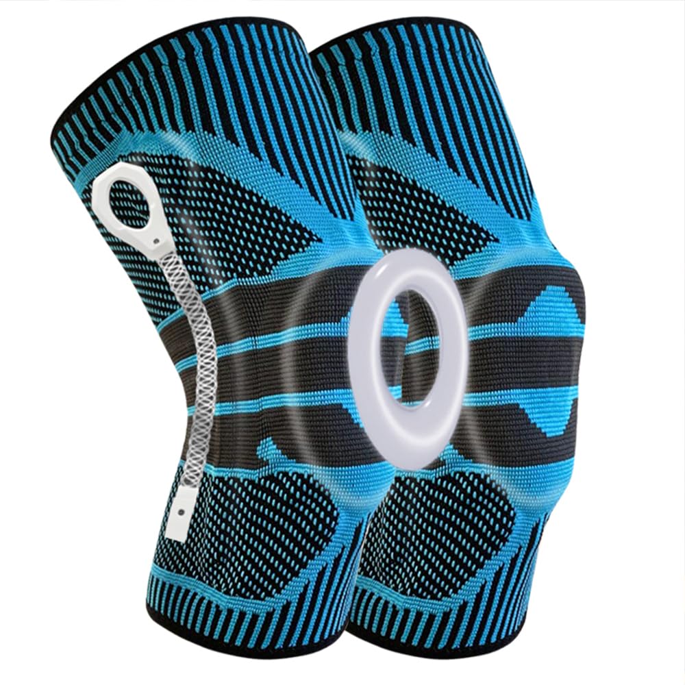 Professional Knee Brace, Knee Compression Sleeve with Silicone Patella Gel Pad Dual Side Spring Metal Stabilizers, Knee Support Bandage for Pain Relief, Medical Knee Pad for Running, Workout,