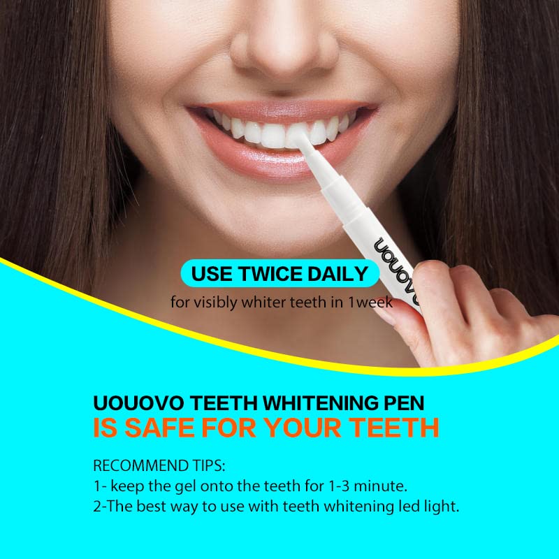 Uouovo Teeth Whitening Pen(6 Pcs) - 90+ Uses - Effective & Painless Whitening - Visibly Whiter Teeth After 1 Week, Natural Mint Flavor