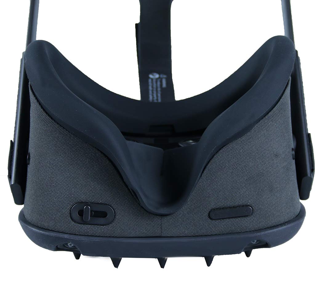 MASiKEN Face Mask for Oculus Quest, Professional Silicone Face Cover, Face Pad Sweatproof Lightproof Washable (Black+Front Cap)