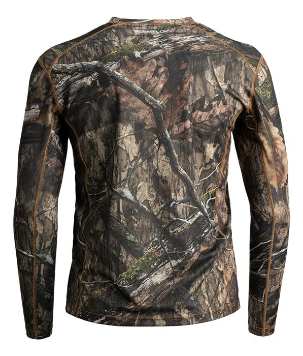 ScentLok Featherweight Long Sleeve Lightweight Camo Hunting Crew Shirt for Men (Realtree Edge, Large)