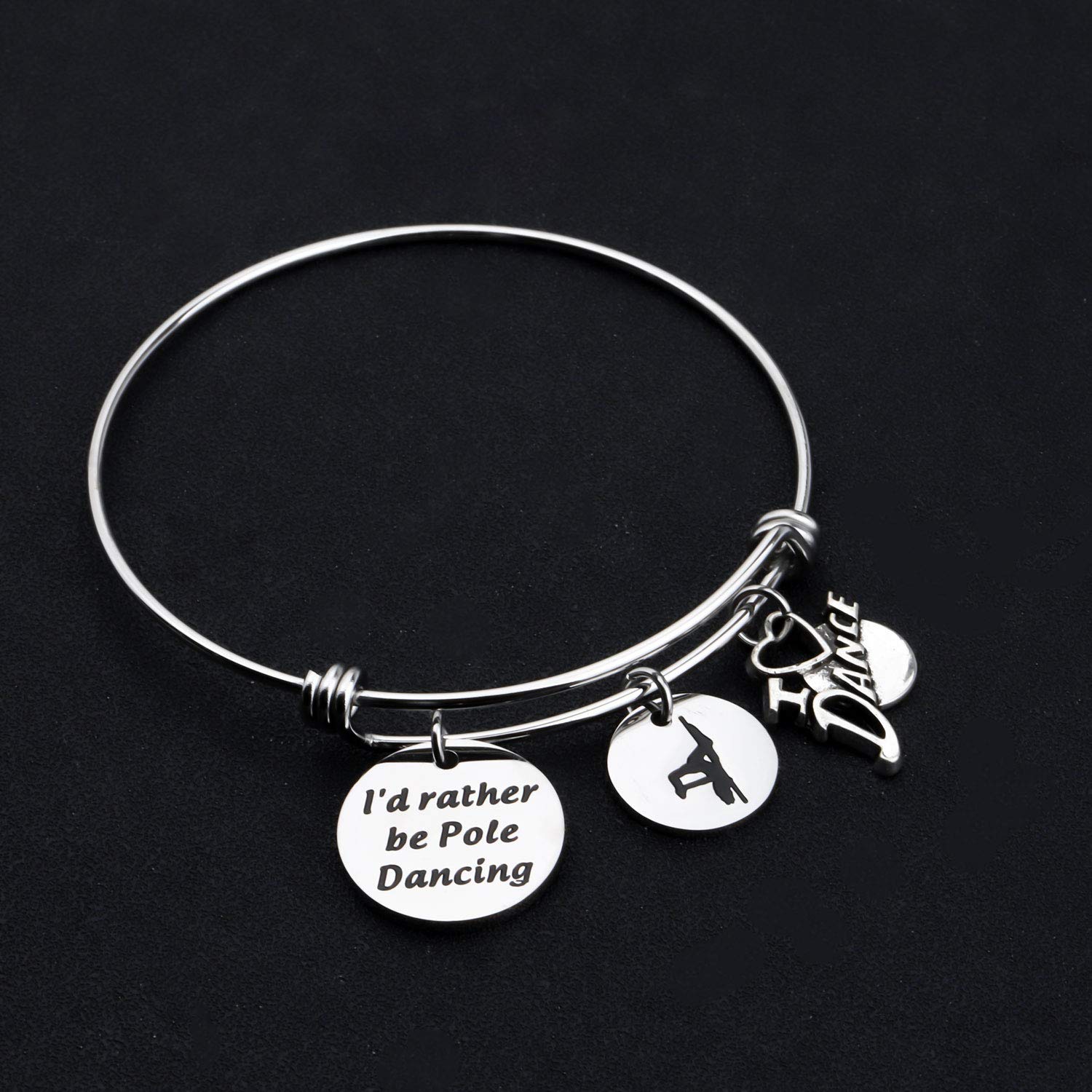 MAOFAED Dance Gift Pole Dancing Gift I’d Rather Be Pole Dacing Bracelet Dancer Gift Pole Dance Coach Gift Dancer Gift (rather pole dancing)