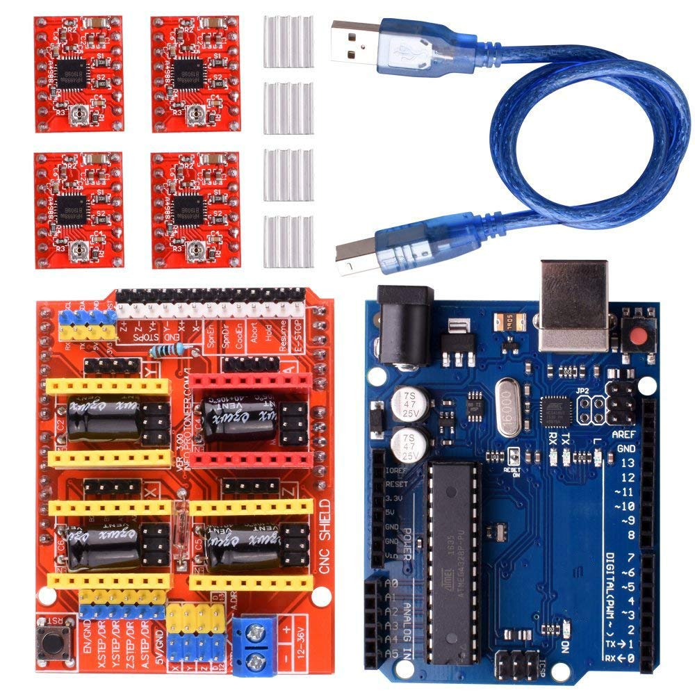 Longruner CNC Shield Expansion Board V3.0 Board + A4988 Stepper Motor Driver with Heatsink