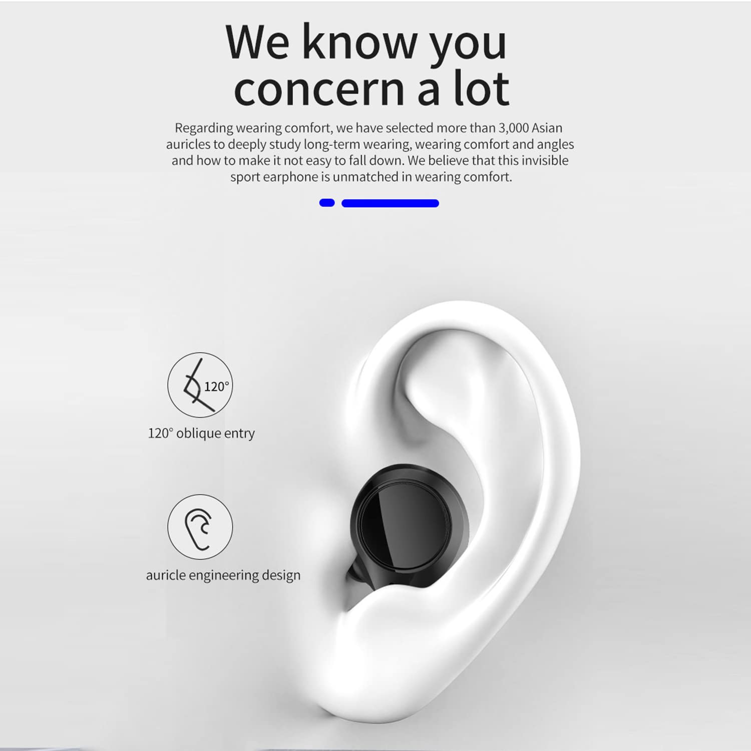 WHITOR Waterproof Wireless Headphones,5.0 Bluetooth Wireless Earplugs with Touch Control,Running Stereo e-Sports Game Headset with 10m Connection,Small Fuselage/Noise Reduction/Charging Box (Black)