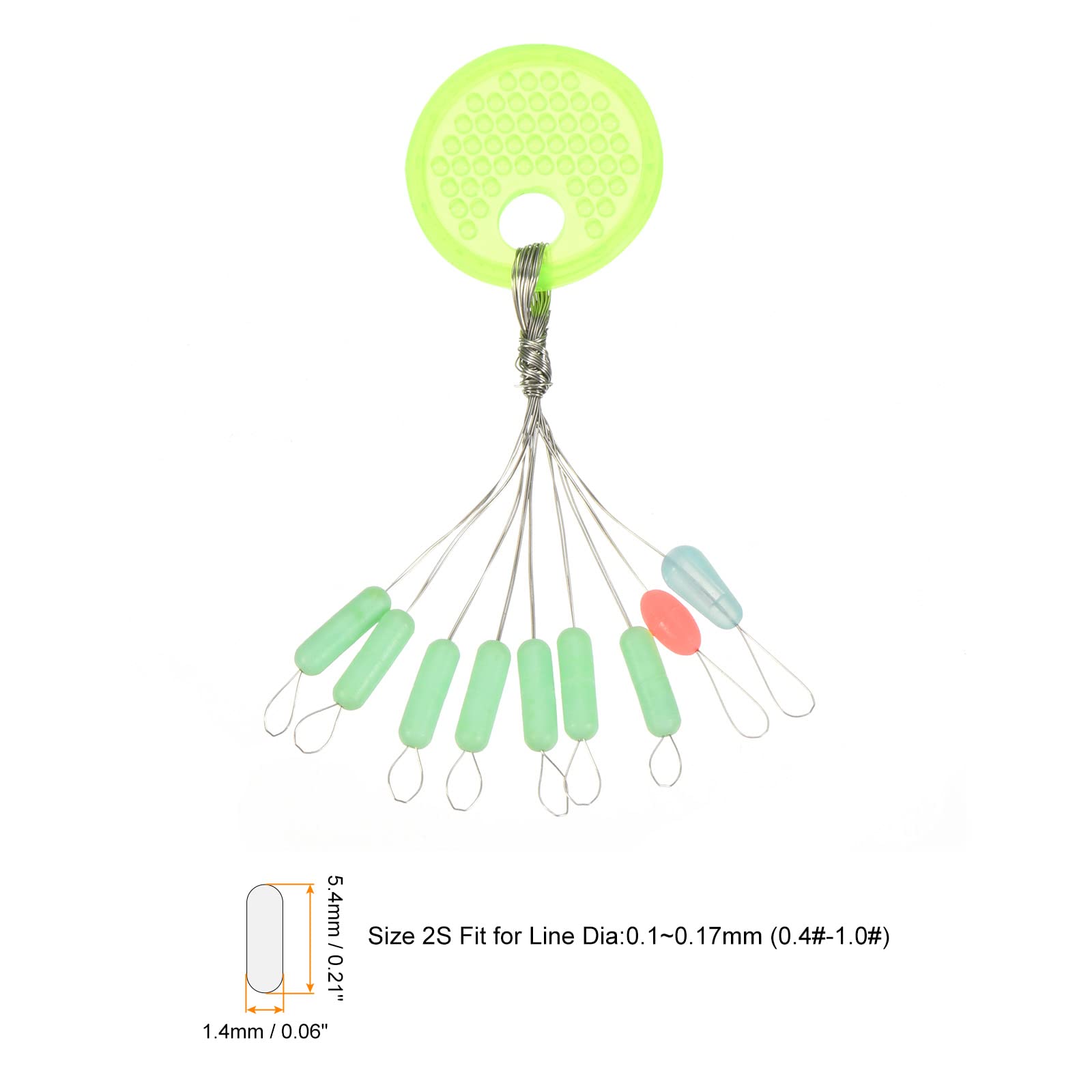 PATIKIL 0.21x0.06 Fishing Rubber Bobber Beads Stoppers, 270 Pieces 9 in 1 Float Sinker Stops Accessories Cylinder Shape 2S Size for Fishing Line, Green