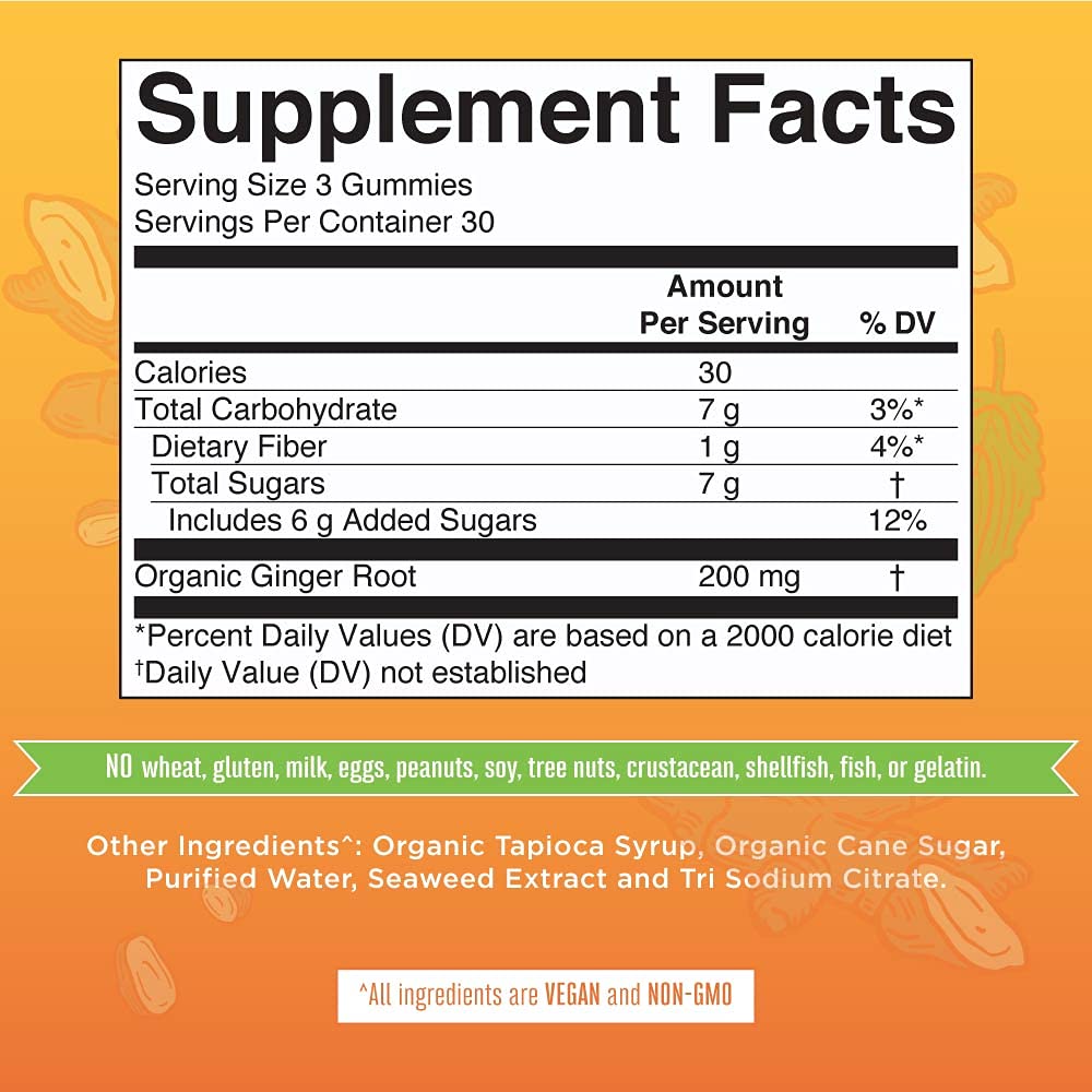 MaryRuth Organics Ginger | Ginger Chews | Ginger Root Gummy Supplement for Joint Health | Gummies for Overall Health | Supplements for Immune Support | Vegan | Non-GMO | Gluten Free | 90 Count