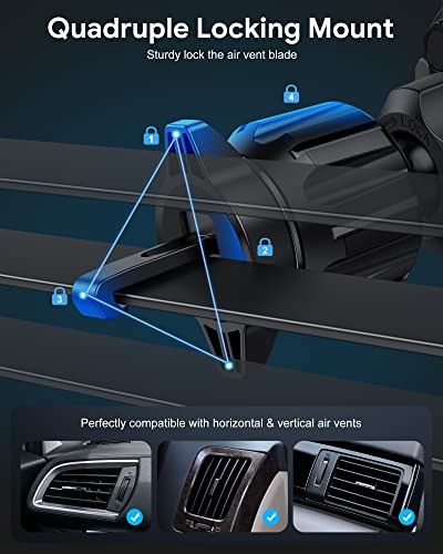 OMOTON for MagSafe Car Mount, O-Mag DriveSafe Magnetic Air Vent Car Phone Holder, Powerful Magnetic Mounting and Vacuum Suction Cup for iPhone 14 13 12 Pro Plus Max Mini MagSafe Case