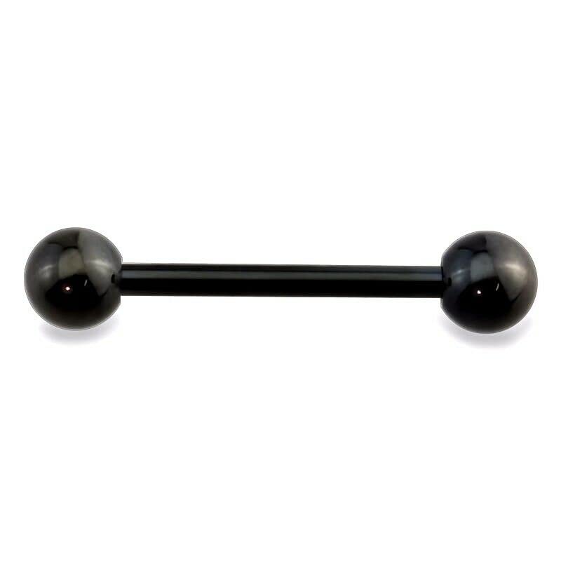 PAIR 14G 5/8" Black Surgical Steel Tongue Ring Nipple Barbell Nipplerings Style 88888-175