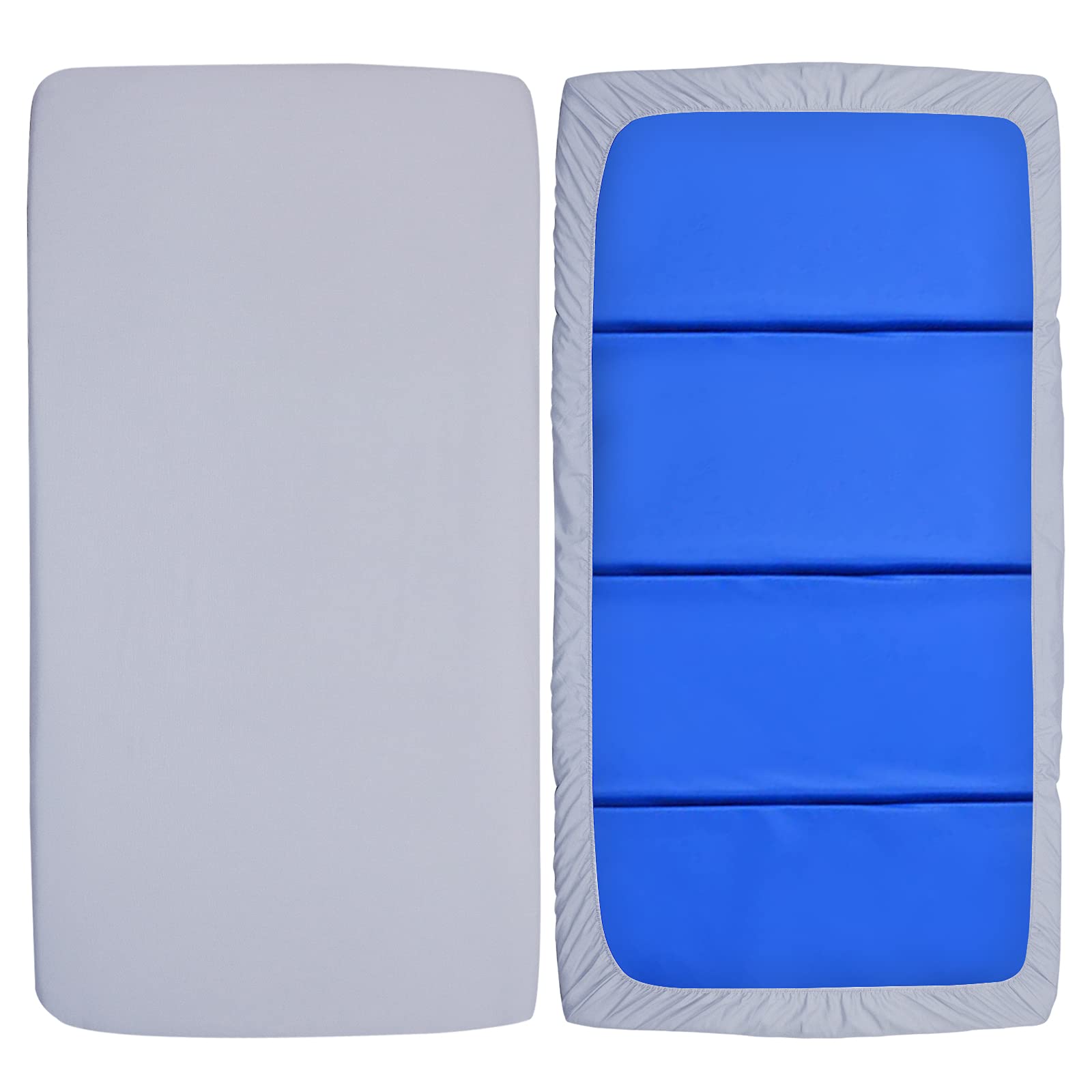 Nap Mat Sheet, 24" x 48" x 4" Fitted Elastic Corners Preschool Day Care Rest Nap Mat Cover, Soft & Breathable Microfiber Baby Sheets for Regalo My Cot Portable Toddler Bed and Joovy Travel Cot, Gray