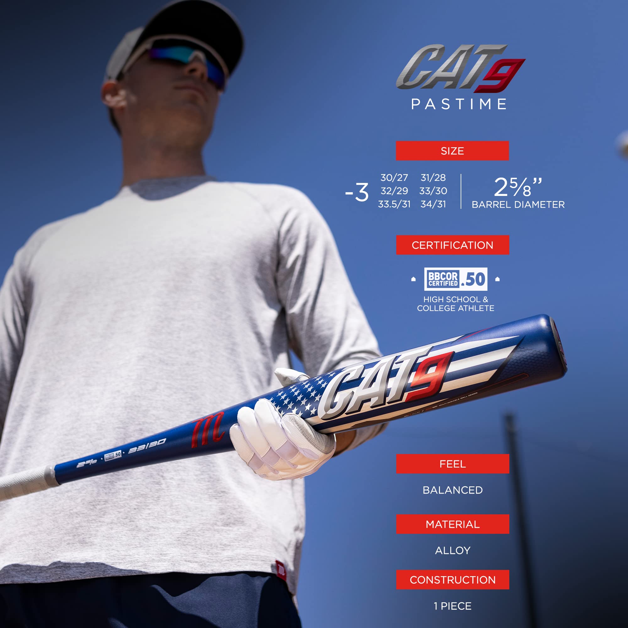 Marucci - America BBCOR CAT9 (MCBC9A-31/28) Aluminum Baseball Bat