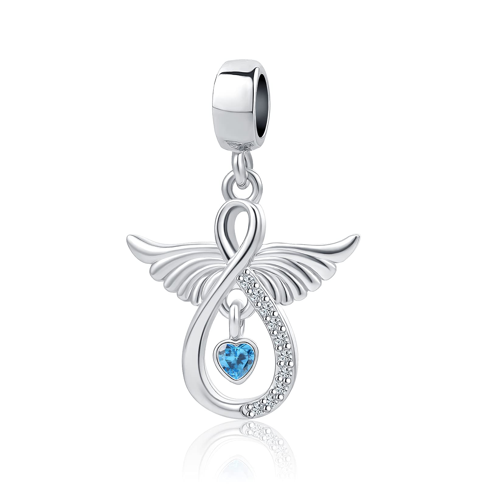 NanMuc Angel Wings Charms for Pandora Bracelets Necklace Women Heart Crystal Infinity Mom Birthday
