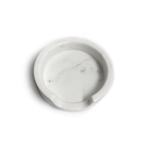 StonePlus Natural Marble Round Small Spoon Rest for Stove Top Spatula Fork Ladle Utensil Rest Keeper,Cooking Spoon Organizer,Kitchen Tool Spoon Holder (Jazz White)