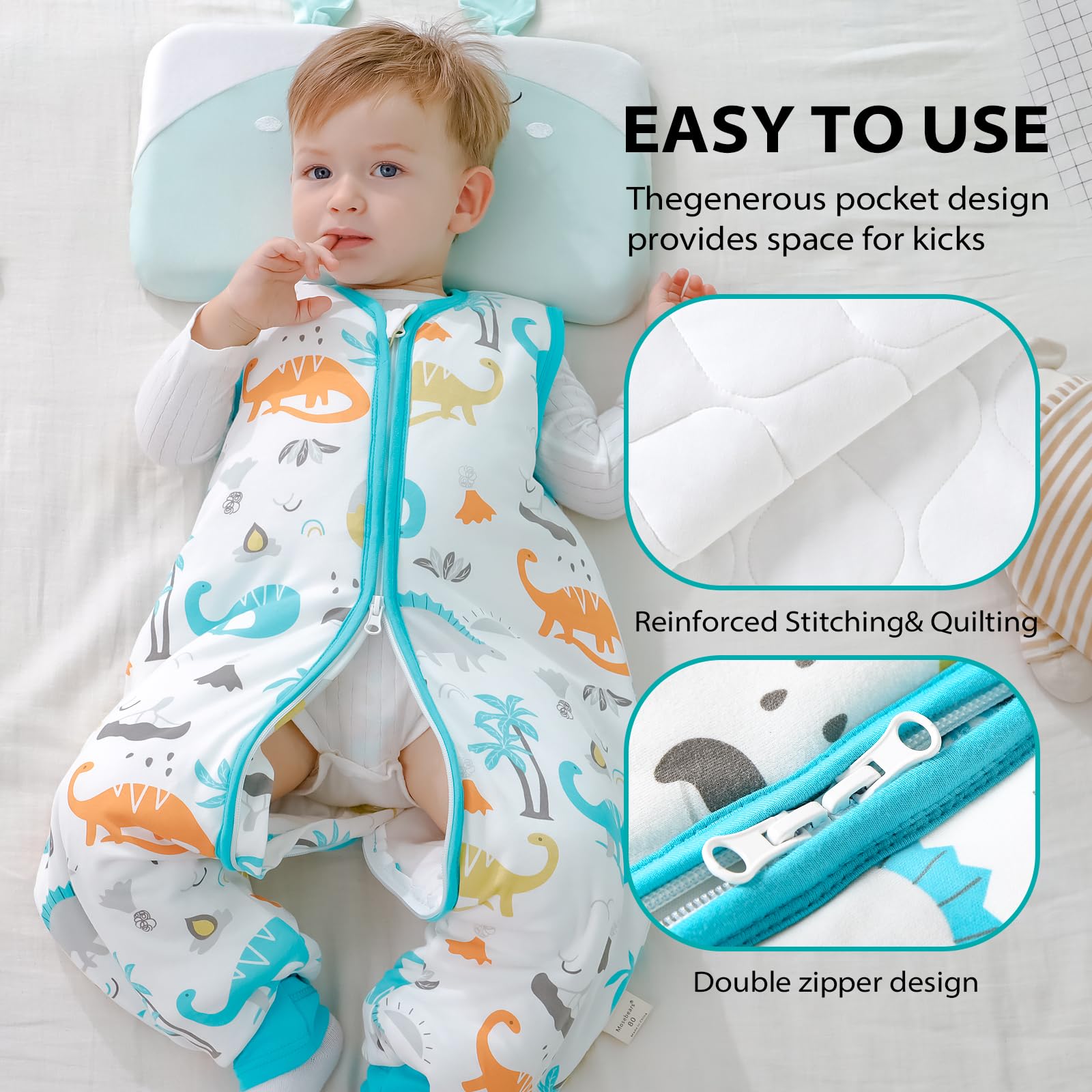 Mosebears Baby Sleep Sack with Feet,Baby Winter Sleep Sack for Toddler Thicken 2.5 TOG (3-4T Years, Baby height 38-42 inches)