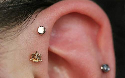PAIR 16G 5/16" G23 TITANIUM FLAT DISC INTERNALLY THREADED LABRET LIP TRAGUS STUD Style 88888-1434