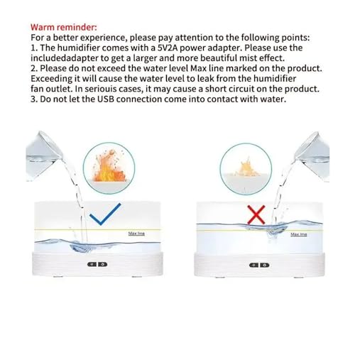 USB Power Portable Desk Humidifier, Simulation Flame Air Humidifier with 7 Colors Lamp, Spring Gifts, Aroma Diffuser for Car& Home, Silent Aromatherapy Diffuser for Bedroom Office Desk Car (White)