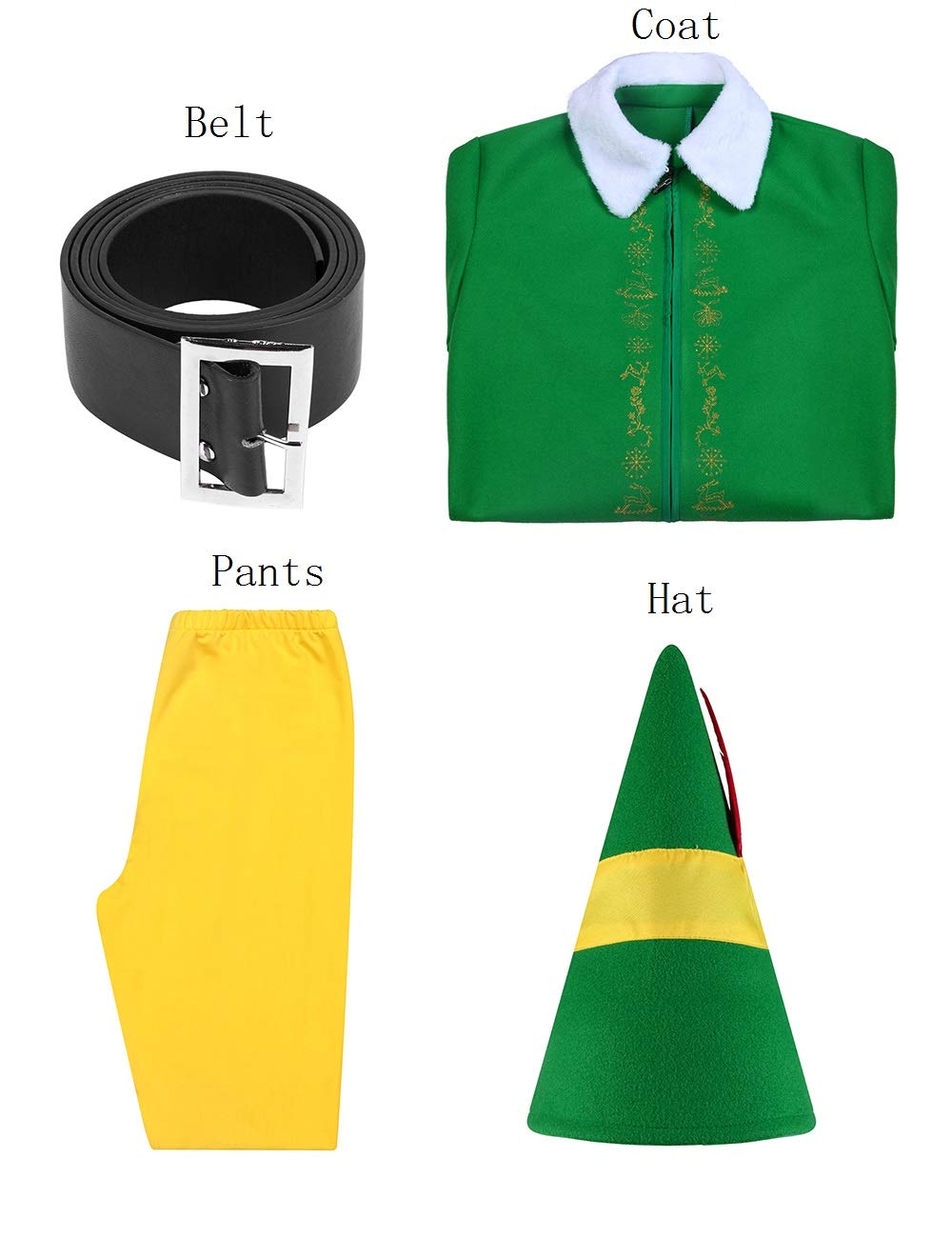 LILLIWEEN Mens Elf Costume Buddy Costume Halloween Christmas Cosplay Full Set Costumes 3XL